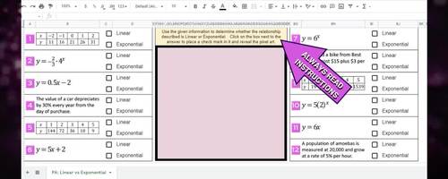 PIXEL ART: Linear vs Exponential Functions DISTANCE LEARNING | TPT