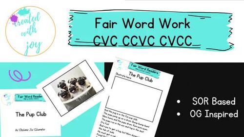 SOR Short Vowels CVC CCVC Word Work, Decodables, Games, Elkonin Boxes ...