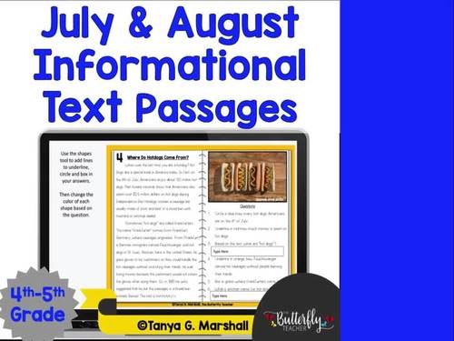 Summer Reading Passages 4th Grade | Informational Text | Printable ...