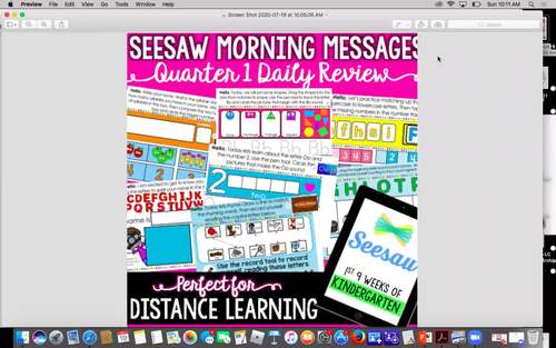 Seesaw Morning Messages Kindergarten Quarter 1 Distance Learning