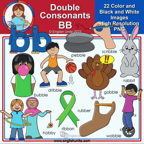 Clip Art - Double Consonants Bundle by English Unite Clip Art | TPT