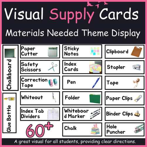 Visual Supply Cards |Things You Will Need|Back to School|Classroom ...
