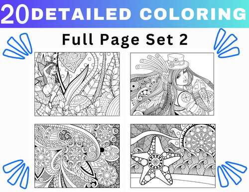 Detailed Coloring Sheets Set 2 – 20 Patterned Coloring Pages | TPT