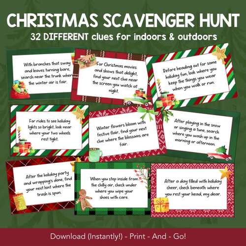 Christmas Scavenger Hunt Activity - Easy Indoors and Outdoor Treasure ...