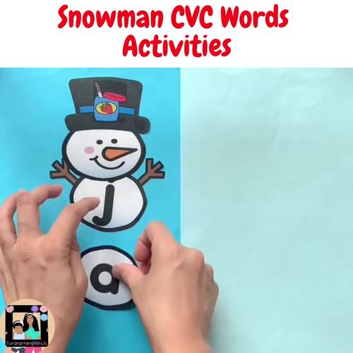 Winter Snowman CVC Words Craft Activity | Winter Short Vowel Activities