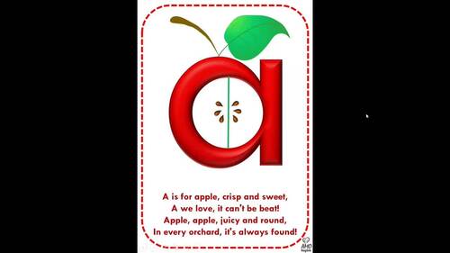 English Alphabet Mnemonic Small Letters Flashcards Story Rhyme Free Poster