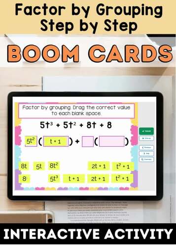 Factor by Grouping Step by Step | Boom Cards™ by Math and Glitter