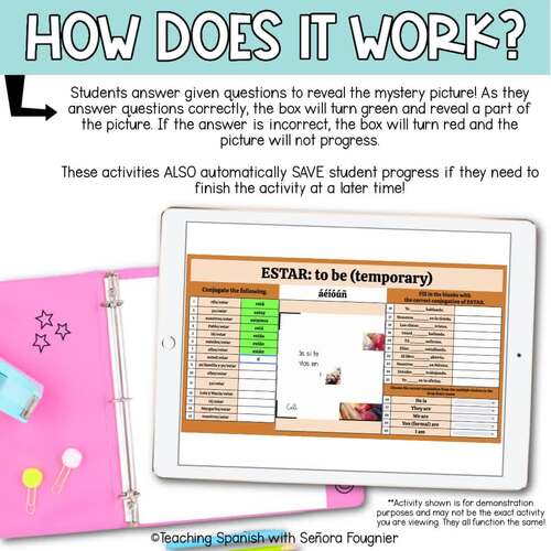 New Years Spanish Ir Digital Mystery Picture Activity | TPT