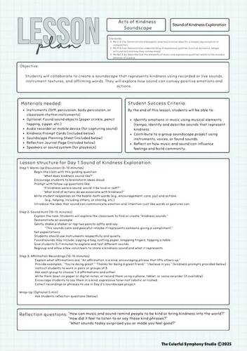 Acts of Kindness Soundscape – SEL Lesson | 3-Day Unit with Printable ...