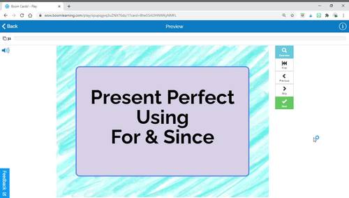 Present Perfect Using For & Since BOOM Cards by Love 2 Learn English