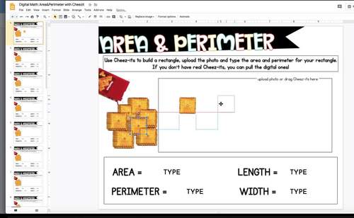 Digital Math//Area & Perimeter Cheezit//Google Slides//Seesaw//DISTANCE ...