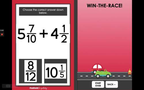 Adding Mixed Numbers Interactive Math Game - Self-Checking Math Games ...