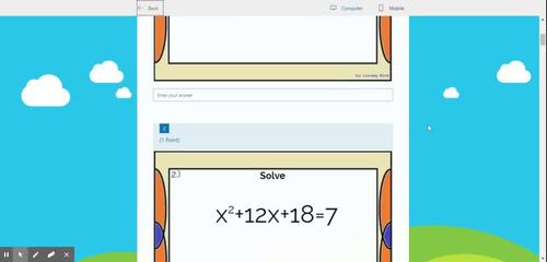 Solving Quadratic Equations by Completing the Square : Microsoft Forms Quiz