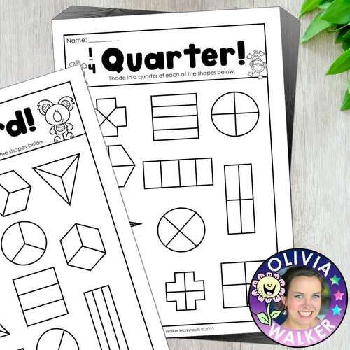 Fractions Worksheets - Half, Third, Quarter (Kindergarten / Pre K ...