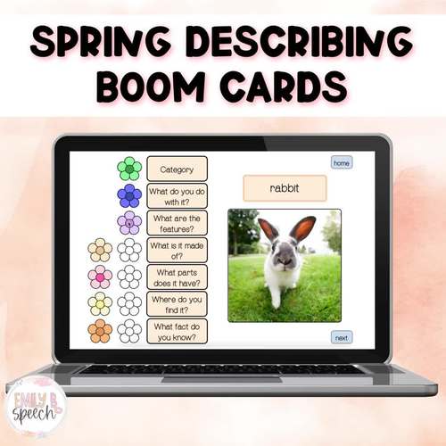 Spring Describing Boom Cards | Speech Therapy Distance Learning | TPT