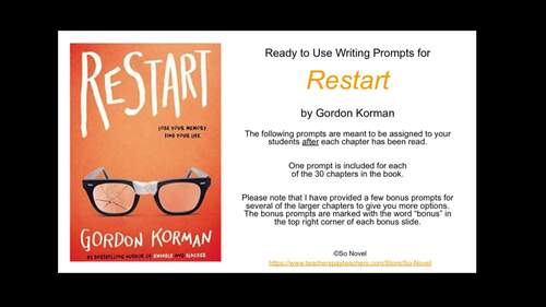 Resource Bundle for Gordon Korman's - Restart, The Unteachables, and ...