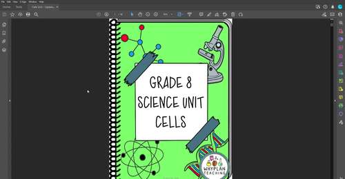 New 2022 Curriculum - Grade 8 Cells Ontario Science Unit Workbook + PPT