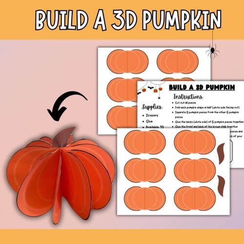 Halloween Craft: Halloween 3D Build a Pumpkin Art Activity | TPT