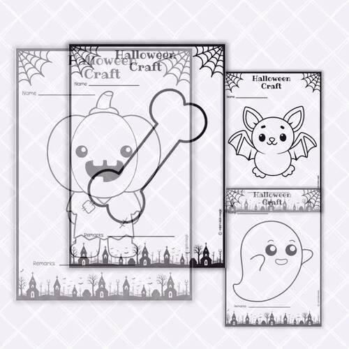 Halloween Craft Cut and Paste Colouring Activity Pages Kindergarten ...