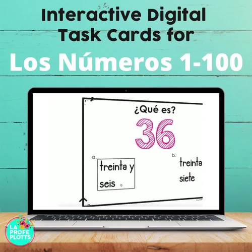 Spanish Numbers 0-100 BOOM CARDS | Digital Task Cards by La Profe Plotts