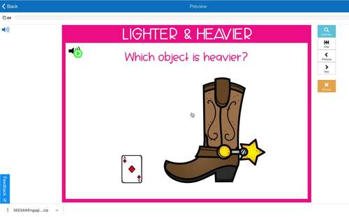 Lighter and Heavier | Distance Learning | Boom Cards™ by Freckled in Kinder