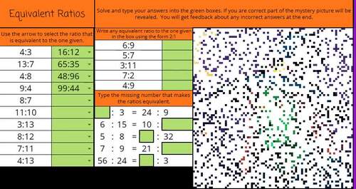 Equivalent Ratios Halloween 6th Grade Math Pixel Art Activity | TPT