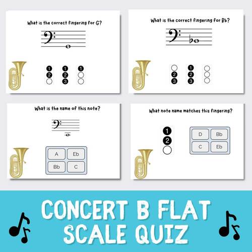Tuba : Concert Bb Scale Boom Card Quiz by Creative Music Teaching Solutions