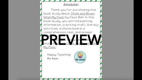 Chick and Brain Smell My Foot NO PREP Printable Book Study | TPT