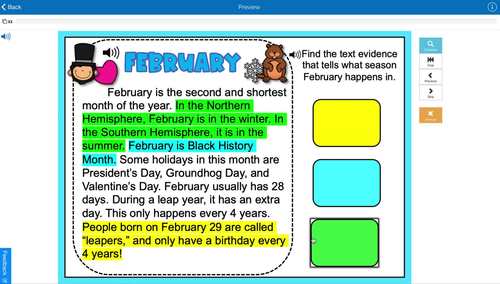 February Finding Citing Text Evidence Reading Boom Cards Task Cards ...