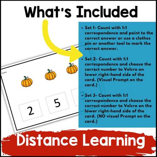Task Cards: Pumpkin Counting w/ 1:1 Correspondence 1-10 (Distance Learning)