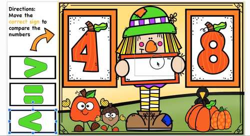 Google Classroom Comparing Numbers - Scarecrow Distance Learning