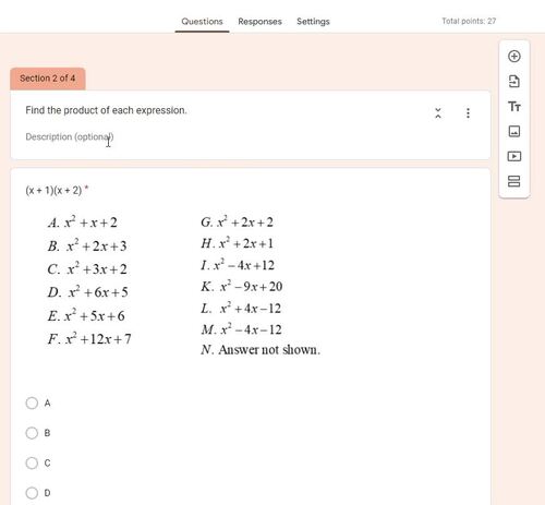 FOIL - Multiplying Binomials Self-Grading Quiz - Google Forms | TPT
