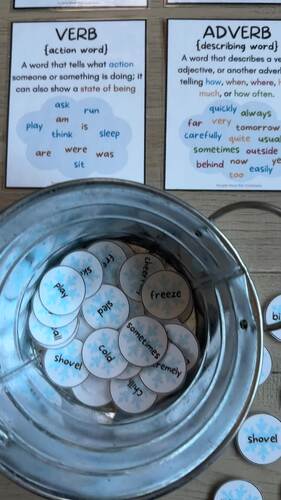 Winter Parts of Speech Printable Activity by Purple Nest Kid Creations