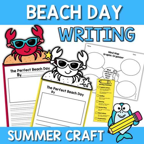 Summer Beach Day Writing Craft Project Prompt End of Year Activity Center