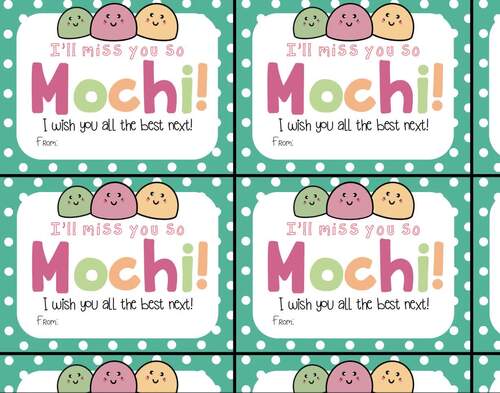 Mochi Squishes Goodbye/ End of Year Gift Tag- I'll (We'll) miss you so ...