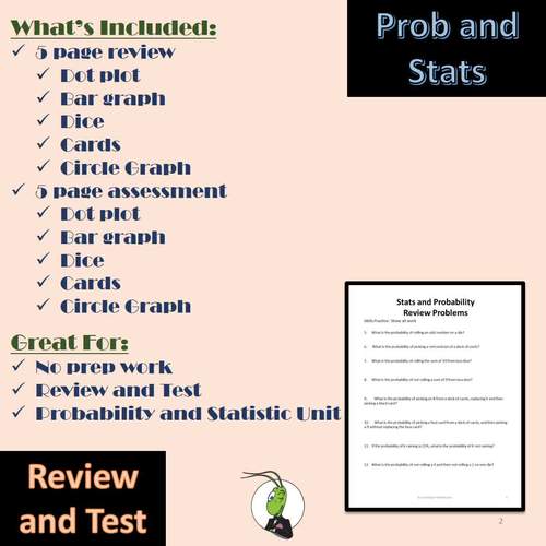 Statistics and Probability Review and Test PreAlgebra | TPT