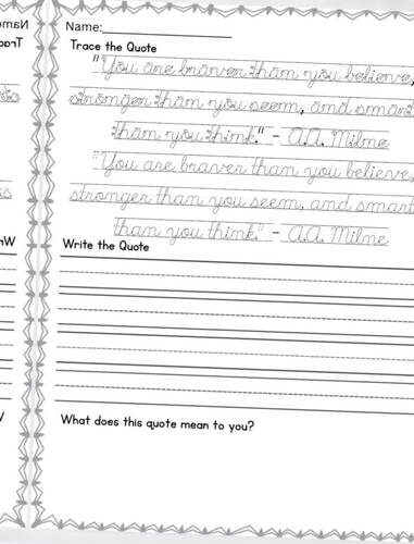 Cursive Quotes for 2nd-5th | Practice Pages, Tracing & Writing Worksheets