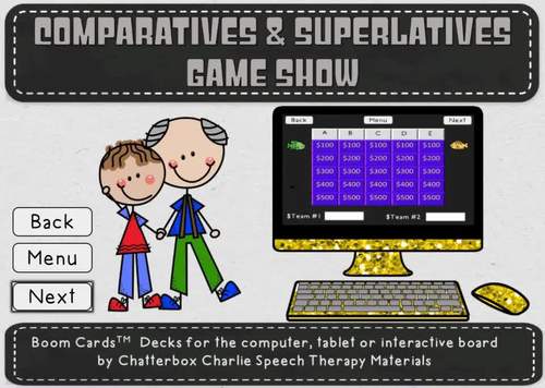 Comparatives and Superlatives Adjectives Game Show Boom Cards | TPT