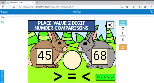 Place Value BOOM Cards Comparing 2 Digit Numbers Spring and Summer ...