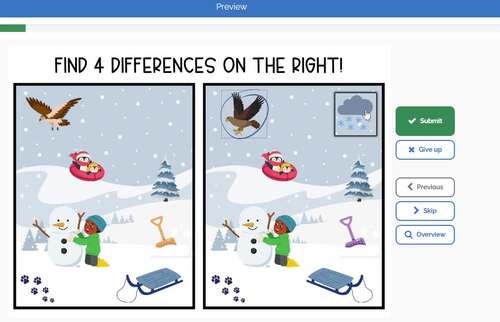 Winter Theme Spot the Difference | Boom Cards Deck by A Pedi PT | TPT