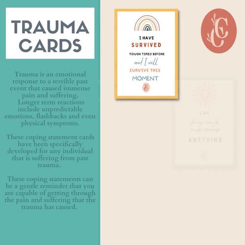 Trauma coping statement cards, coping skills, victim abuse self help ...