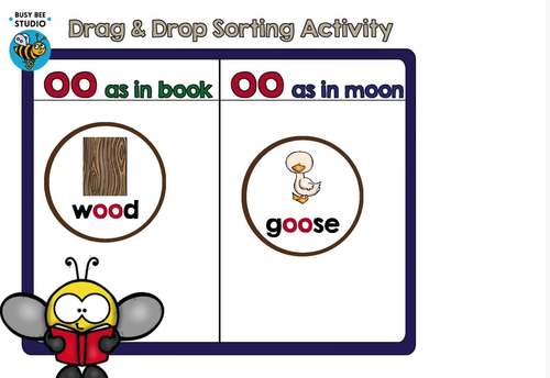 OO SOUND WORD SORT PHONICS VOWEL DIPHTHONG BOOM CARDS SORTING SHORT ...