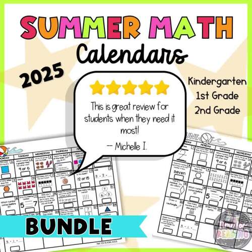 BUNDLE K-2 Summer Math Review Calendars | Daily Math Problem Take-Home ...