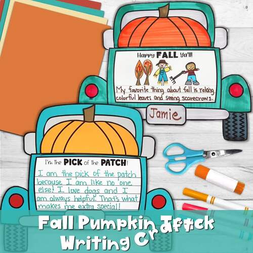 Fall Craft - Fall Pumpkin Truck Craft and Writing Activity - Bulletin Board