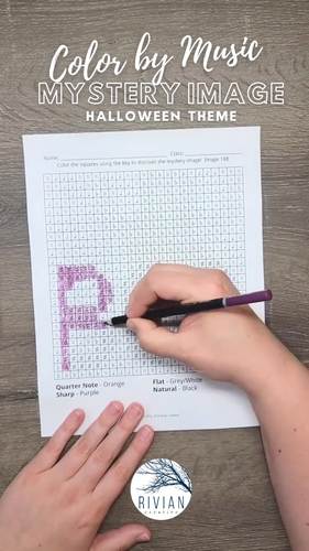 Color by Music Symbol Mystery Images Halloween Music Coloring Activity