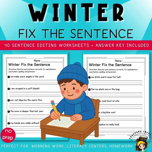 Winter Writing | Fix It Up Sentences | Capitalization and Punctuation ...