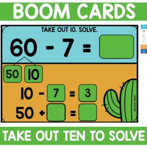 Subtraction Multiples of 10 using Boom Cards | Digital Task Cards Mod 1 ...
