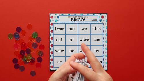 Fry's Sight Words 21-40 Bingo Game, 6 Bingo Cards, 20 Word Calling Cards