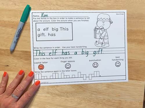 Sentence Writing Scrambled Sentences Grades 1-2 Christmas Writing ...