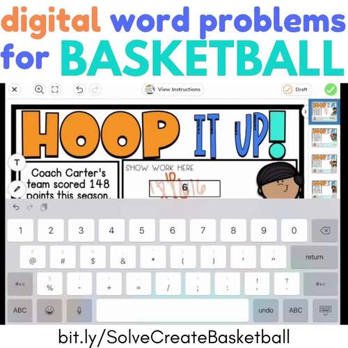 Digital Word Problem Activity: Solve to Create Basketball (SEESAW ...